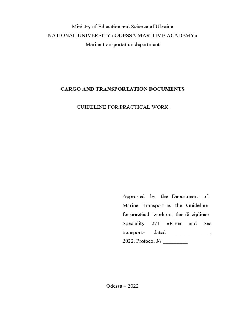 CARGO AND TRANSPORTATION DOCUMENTS (1) | PDF | Cargo | Bill Of Lading