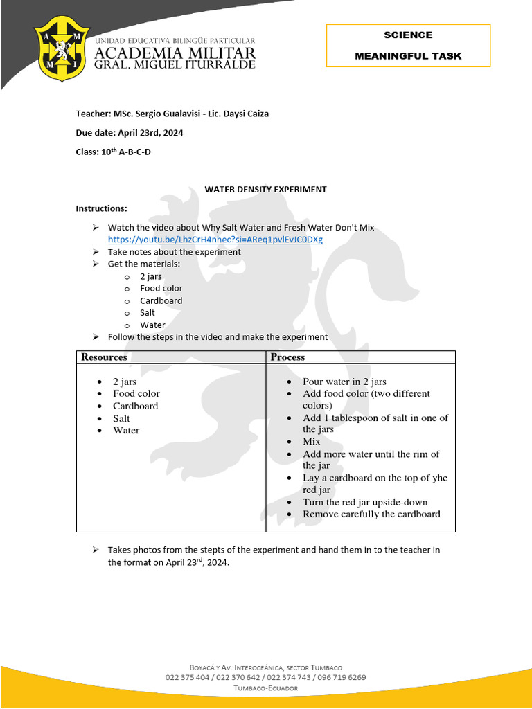 Meaningful Task Science 10th Grades | PDF | Earth Sciences