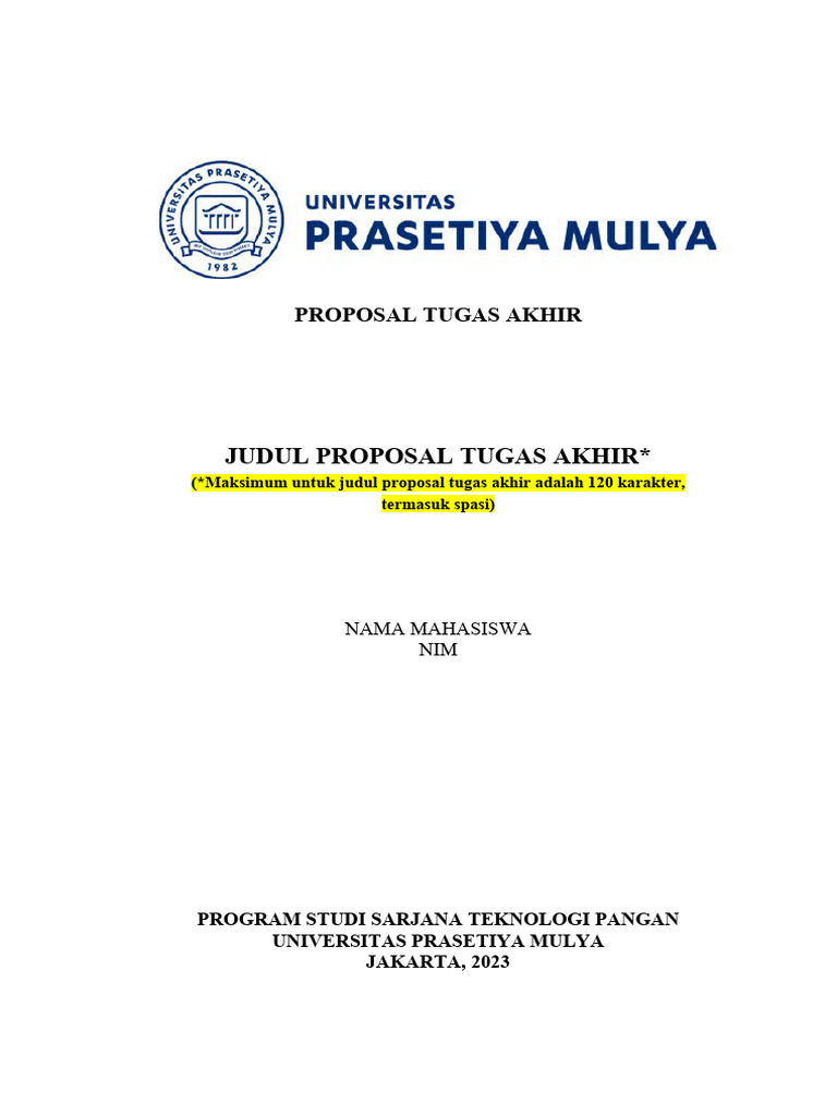 Template Proposal TA - FBT 2019 | PDF | Karier & Perkembangan | Seni
