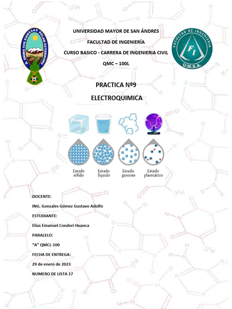 Laboratorio 9 QMC | PDF | Corriente eléctrica | Ciencia de los Materiales