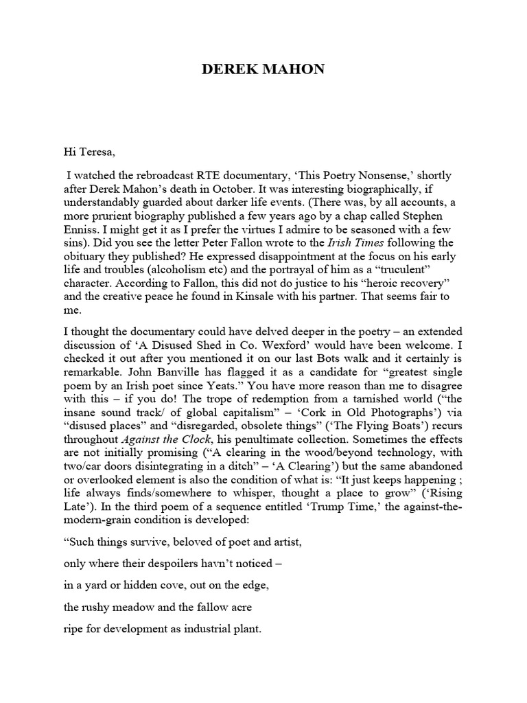 Derek Mahon | PDF