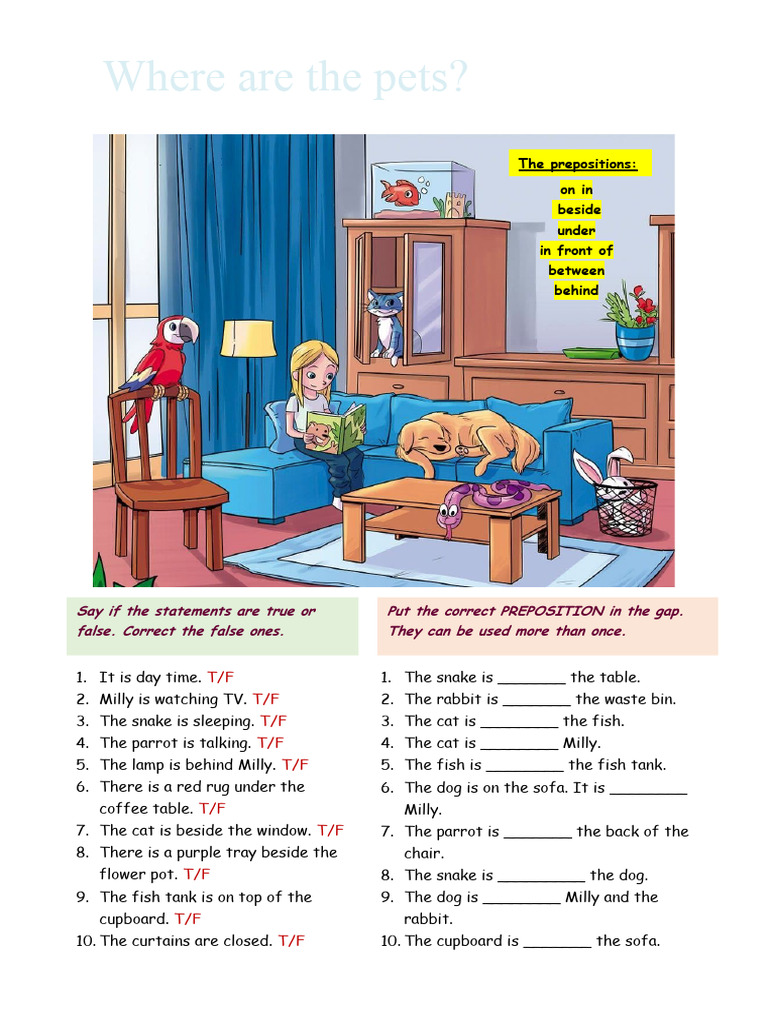 Preposition of place -Worksheet | PDF