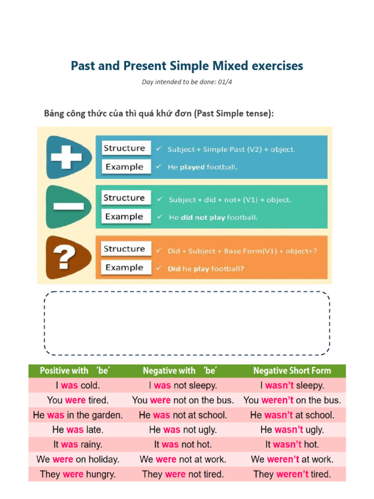 Past and Present Simple Mixed Exercises-Merged | PDF