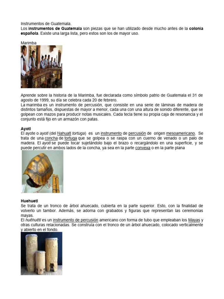 Instrumentos de Guatemala | PDF | Instrumentos musicales | Tecnología ...