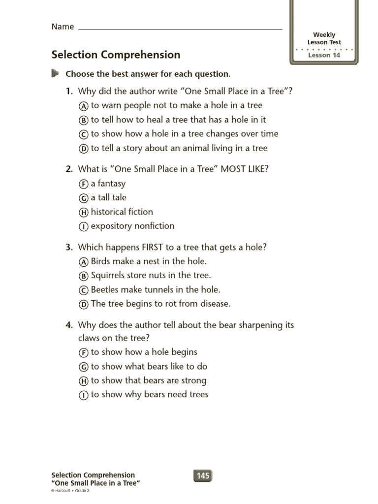 Selection Comprehension: 1. Why Did The Author Write "One Small Place ...