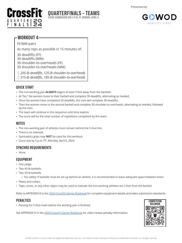 CFG24 QF TEAM Workout 4 Scorecard - Odifngoisdfng | PDF | Individual ...