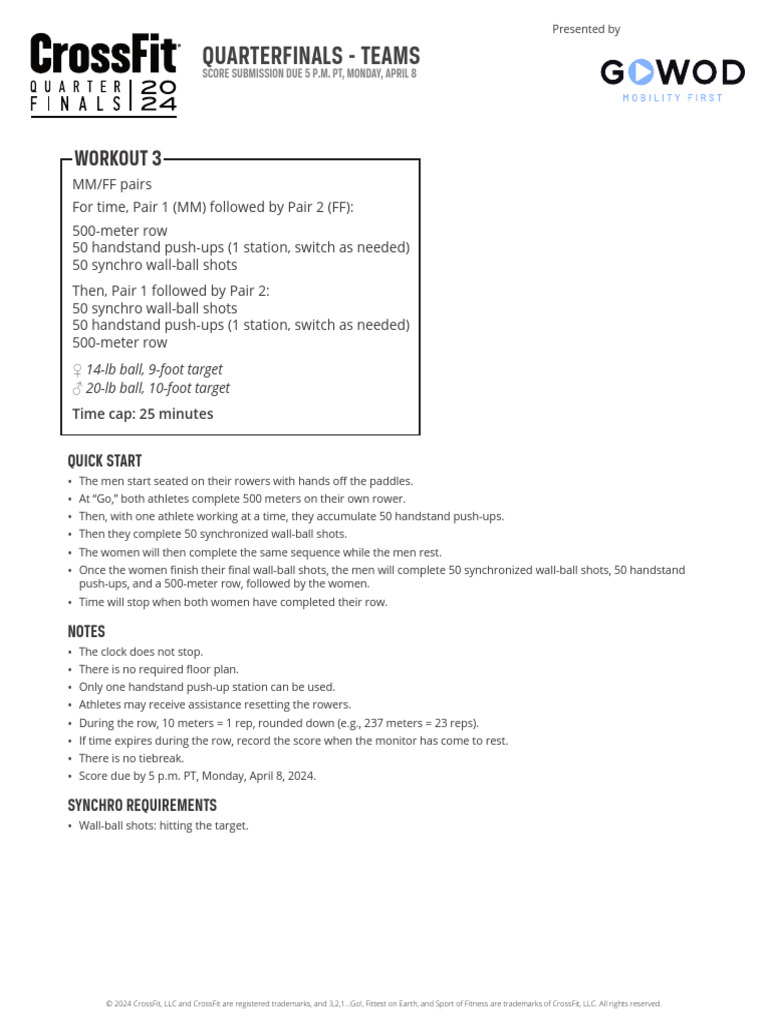 CFG24 QF TEAM Workout 3 Scorecard - Sodifgnodifng | PDF | Athletic ...