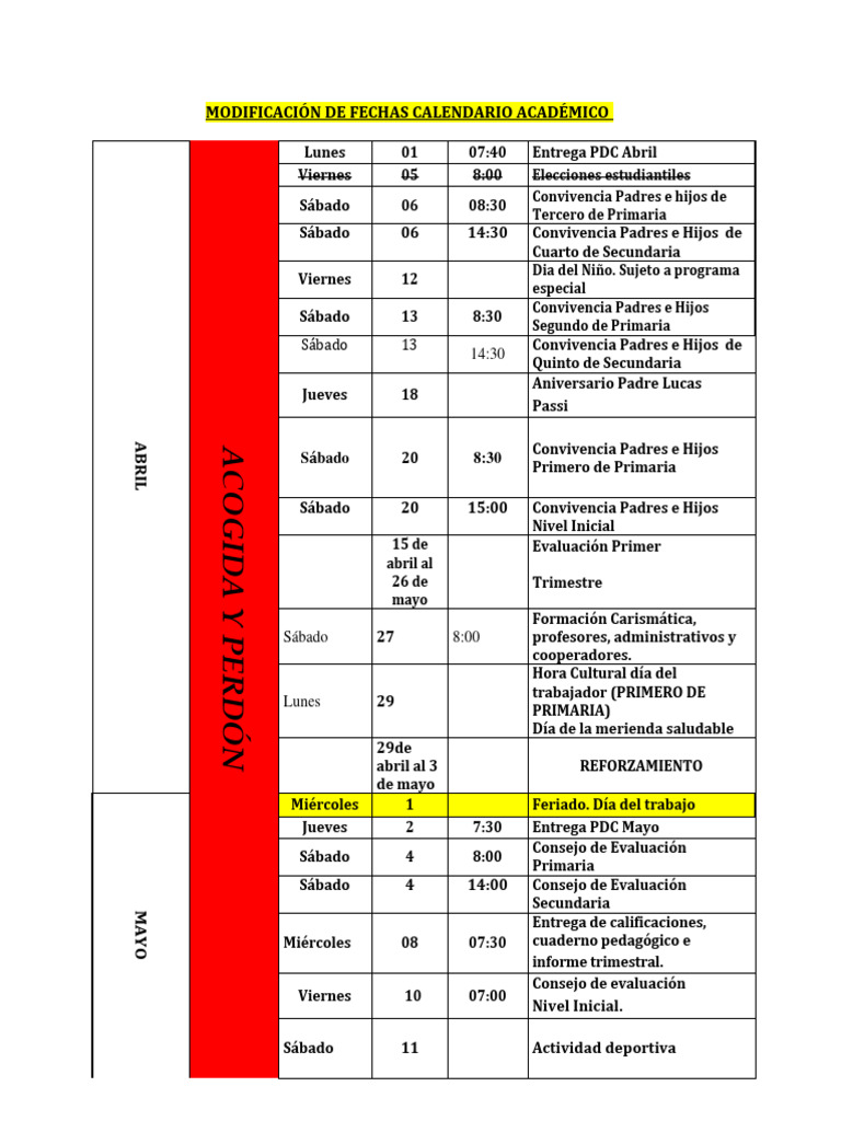 Calendario 2024 Modificado | PDF