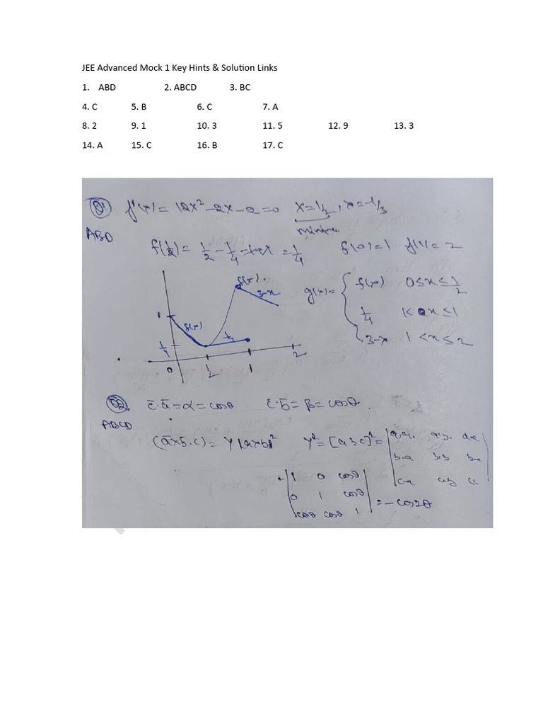 JEE Advanced Mock Solutions | PDF