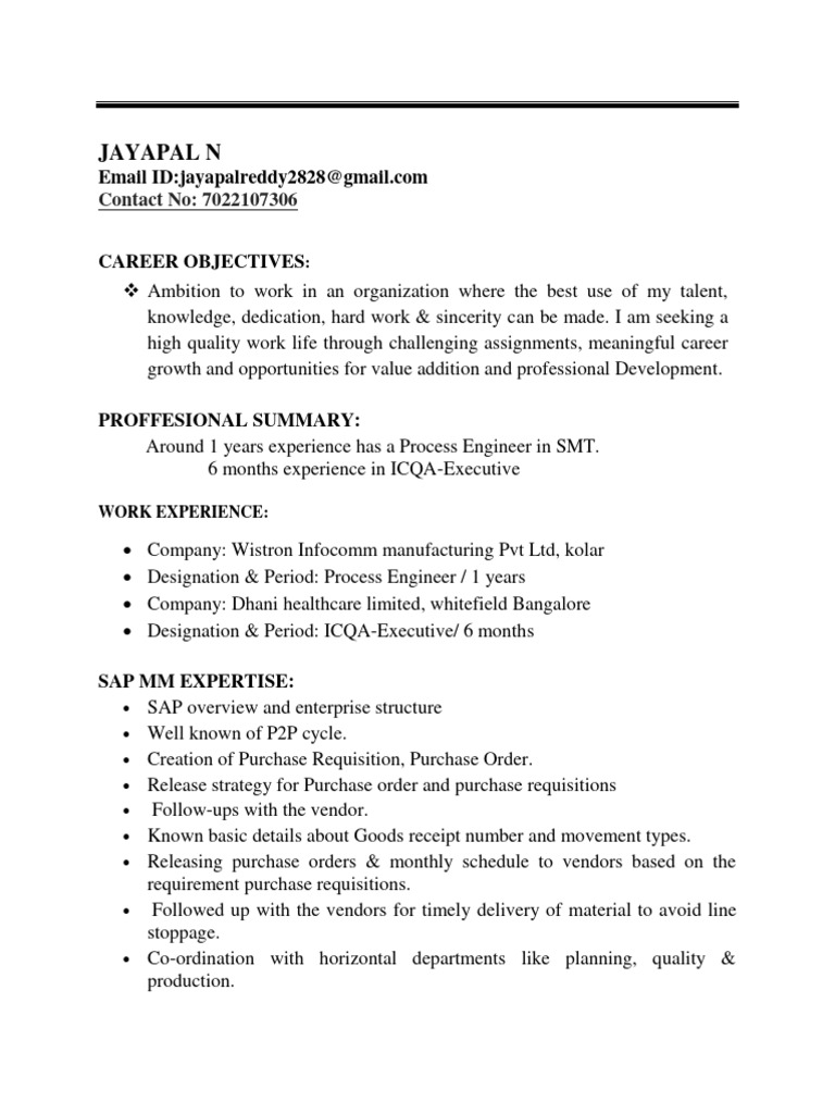 JAYAPAL MM SAP Job Change | PDF