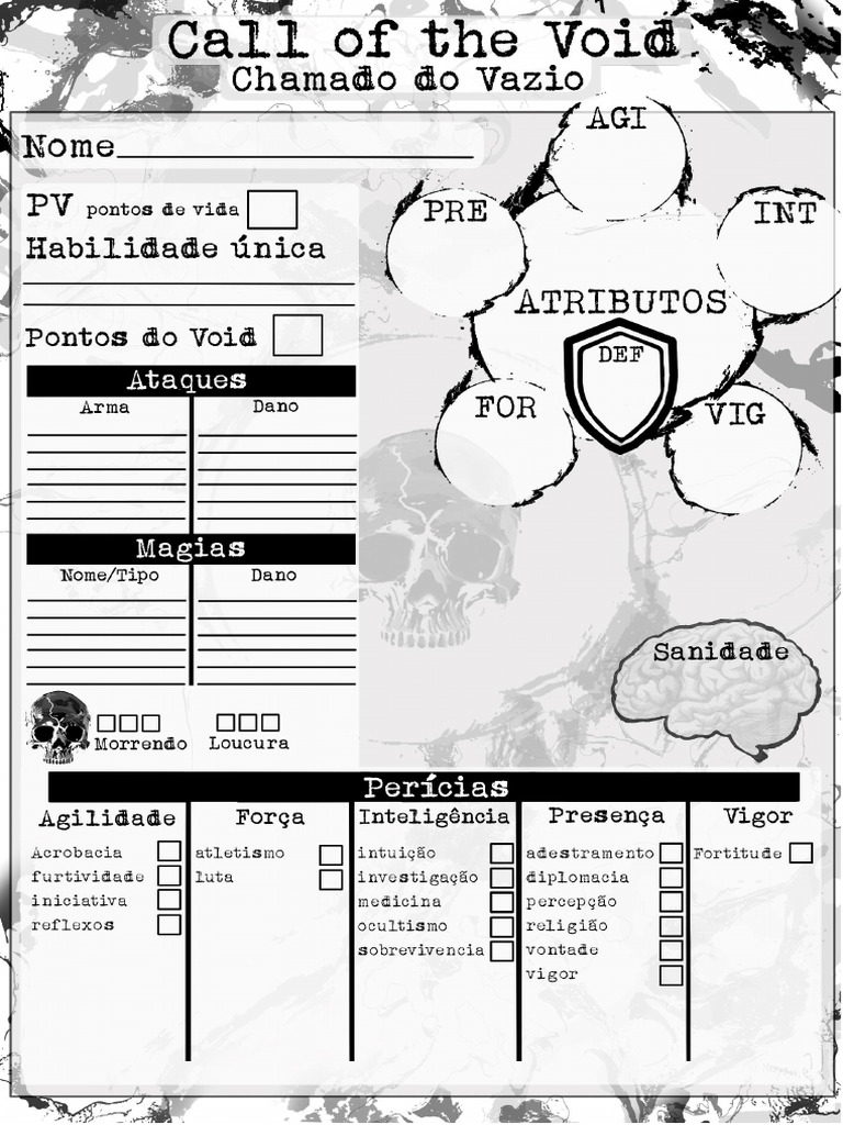 Ficha Personagem para Call of The Void | PDF