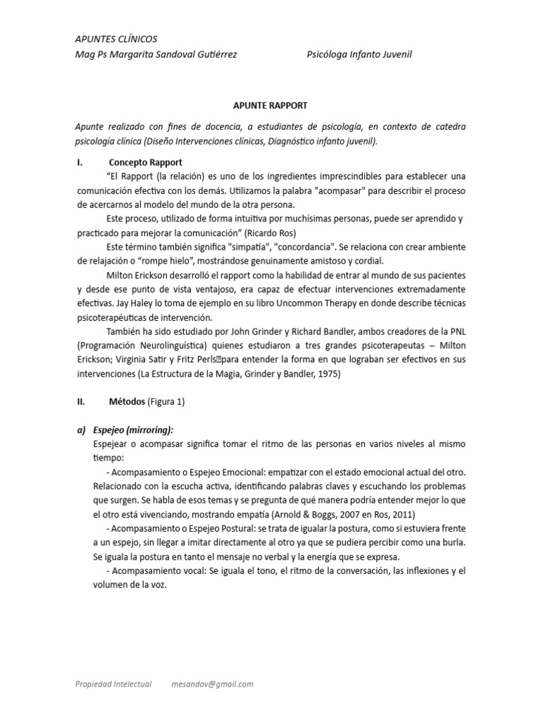 Apunte Rapport | PDF | Sicología | Ciencias del comportamiento