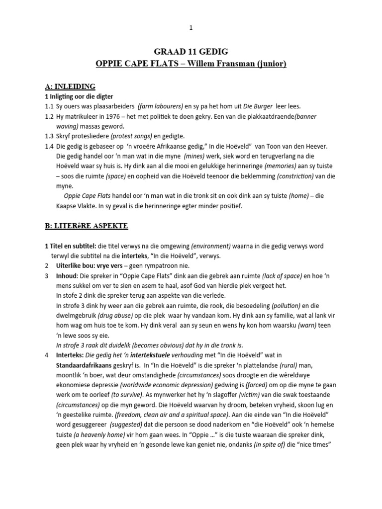 Oppie Cape Flats - Willem Fransman (Jun.) | PDF