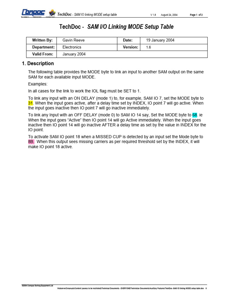 Techdoc Sam Io Linking Mode Setup Table Pdf Computing Computer 0557