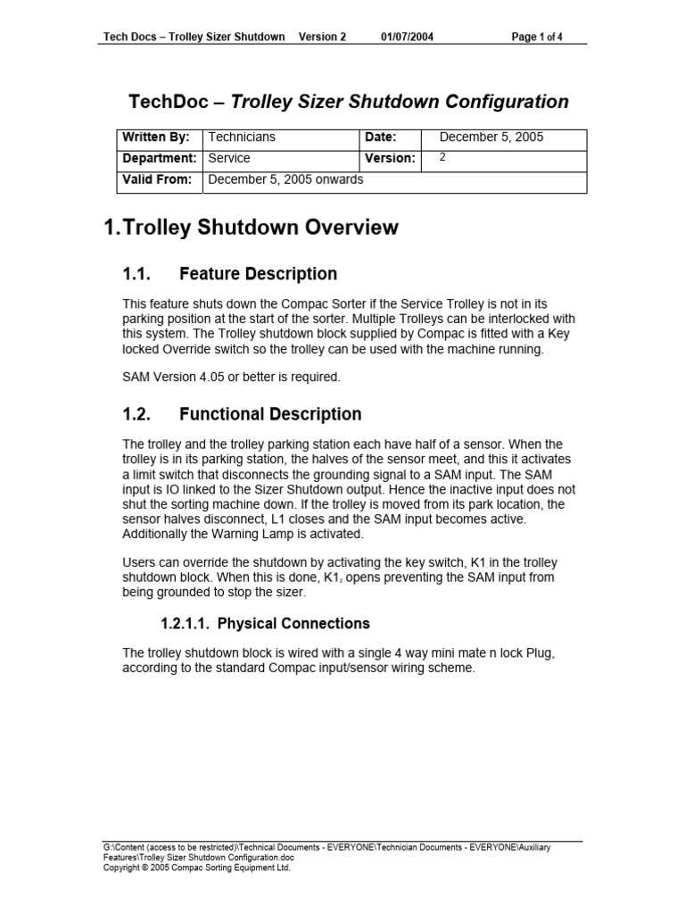 Trolley Sizer Shutdown Configuration | Download Free PDF | Switch ...