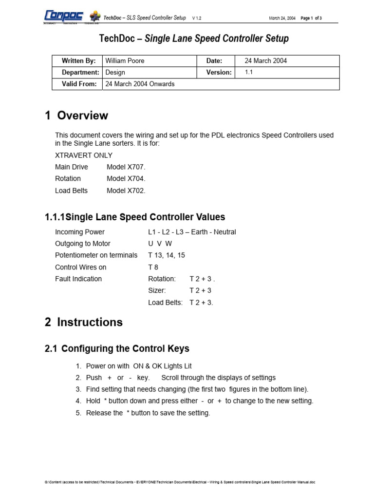 Single Lane Speed Controller Manual | PDF | Electrical Engineering | Electricity
