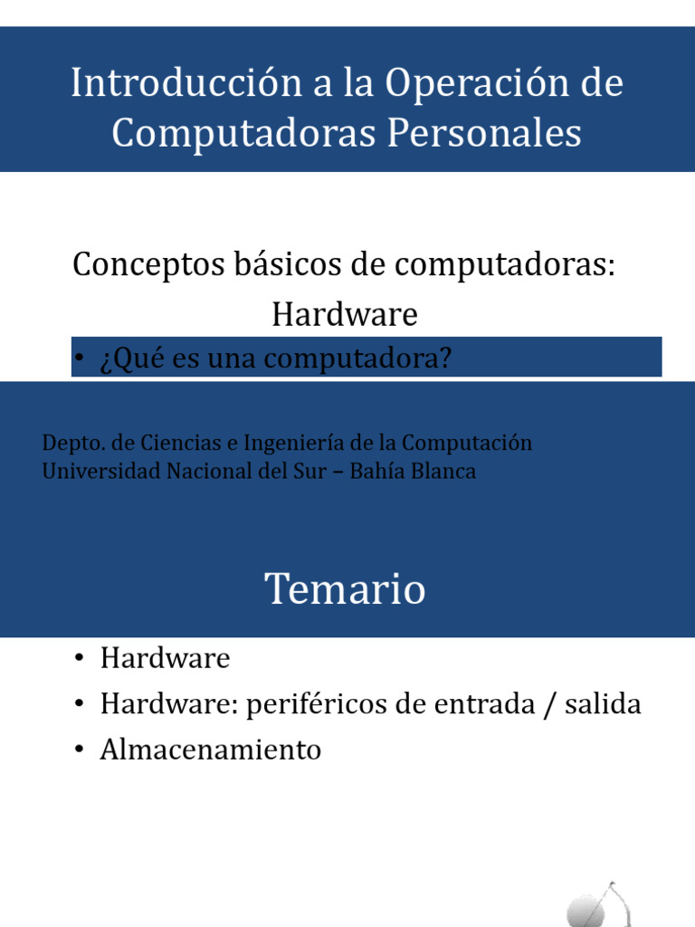 Clase 01 Conceptos Basicos Hardware | PDF | Hardware de la computadora | Almacenamiento de datos ...