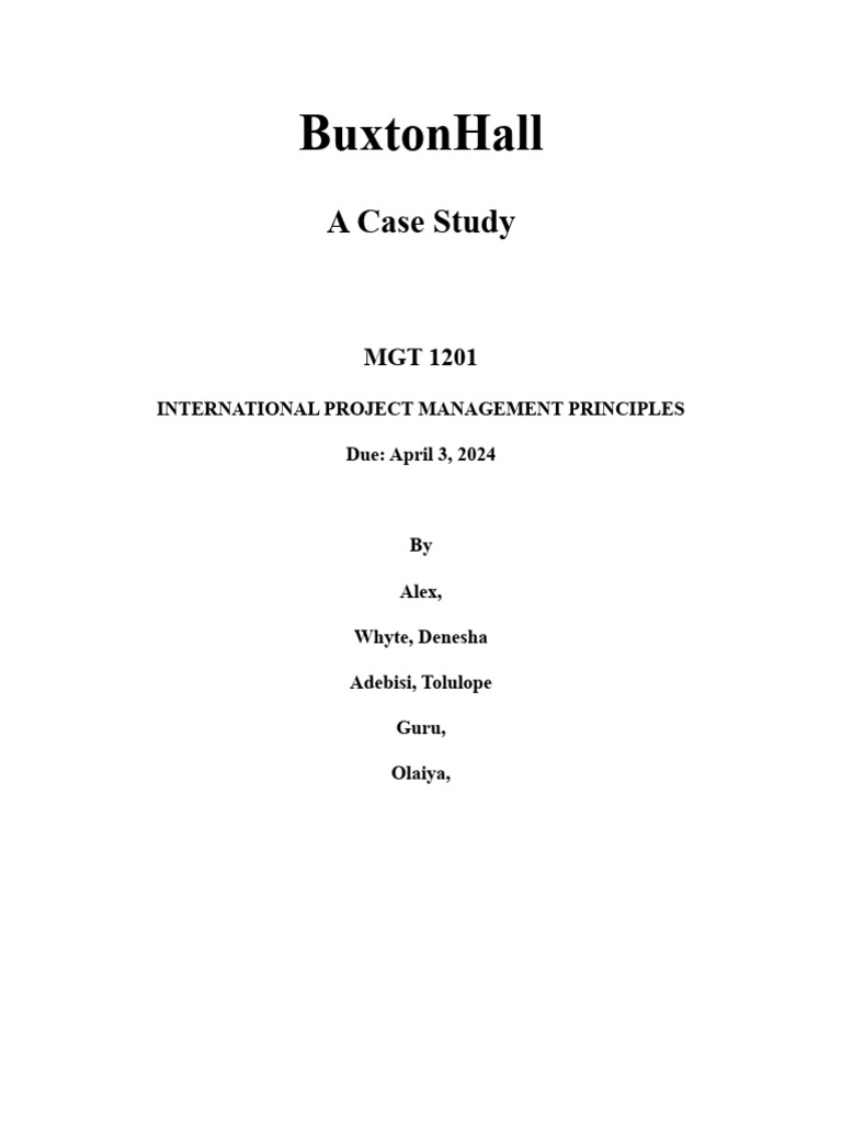 Buxton Hall Case Study | PDF | Outsourcing | Team Building