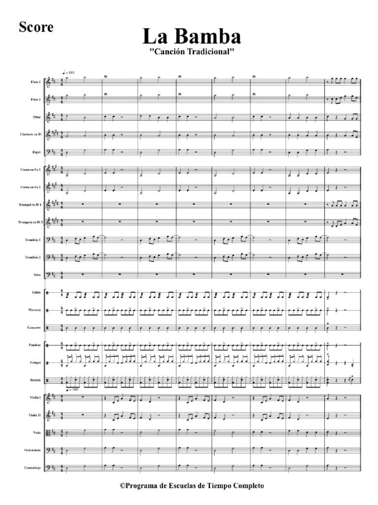 La Bamba Score and Parts | PDF