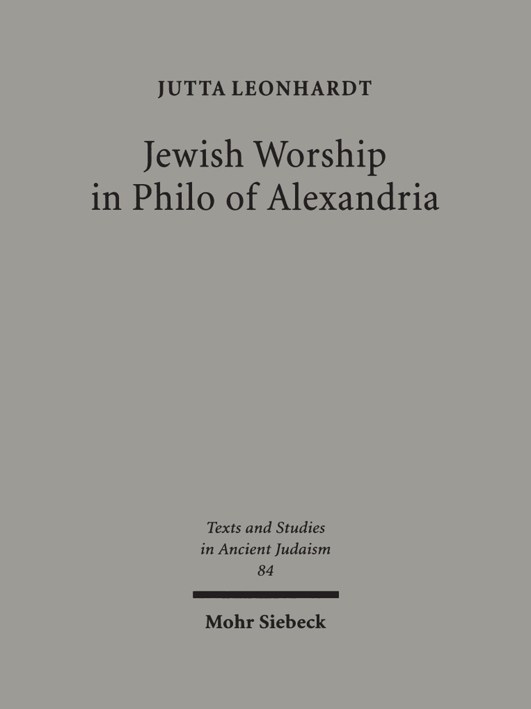 Jewish Worship in Philo of Alexandria | PDF | Korban | Psalms