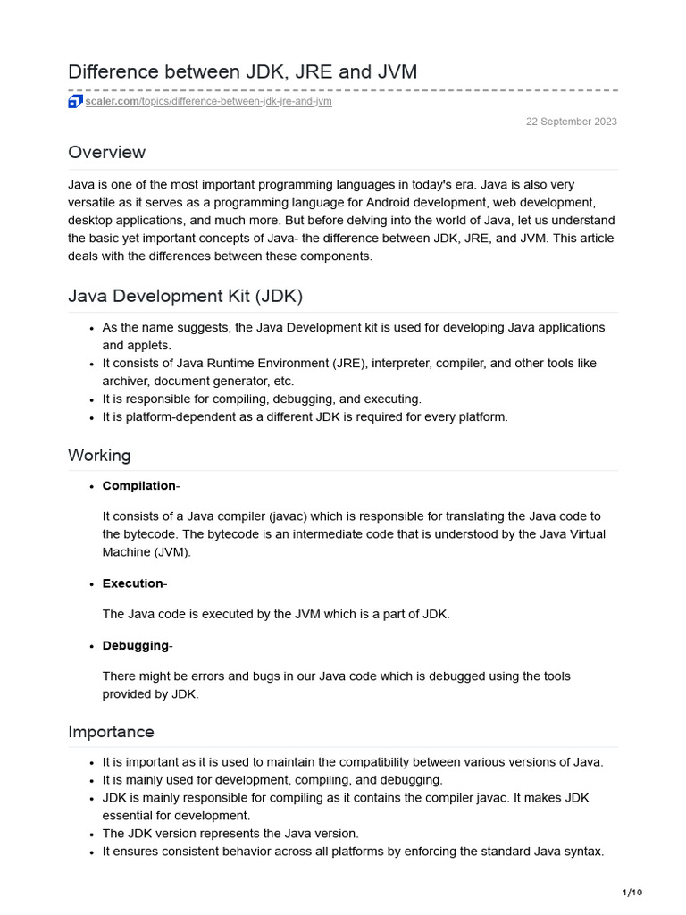 Difference Between Jdk Jre And Jvm Pdf Java Virtual Machine Java Software Platform
