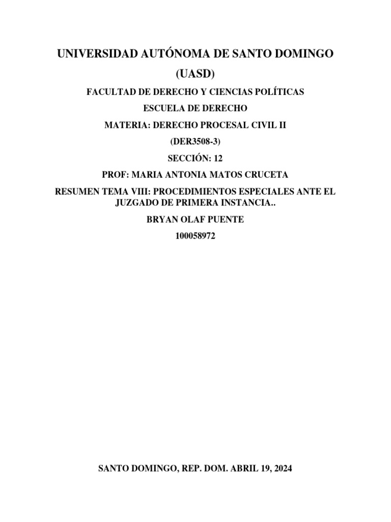 DPC II, Resumen Tema VIII | PDF | Divorcio | Sentencia (ley)