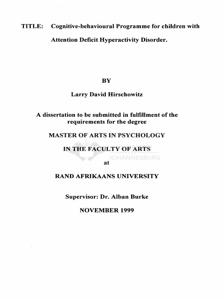 Cognitive Behavioural Programm | PDF | Attention Deficit Hyperactivity Disorder | Classical ...