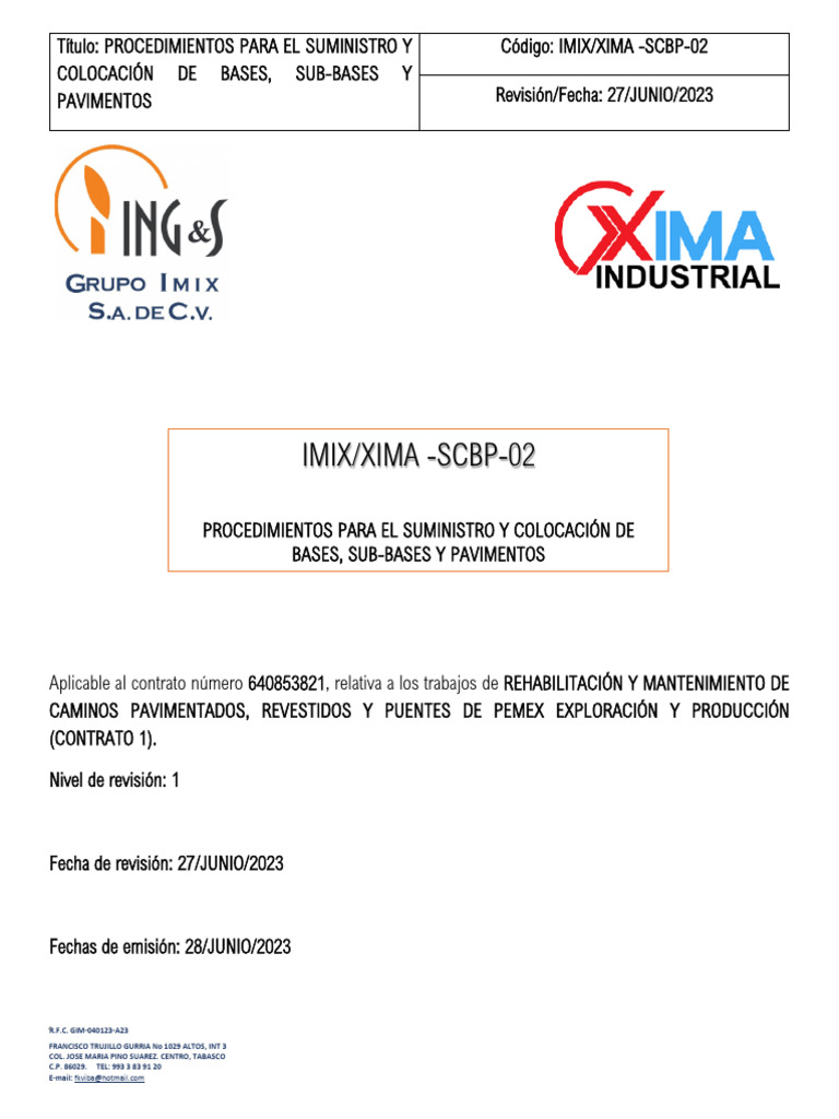 PROC Bases, Sub-Bases y Pavimentos - REV0 | PDF