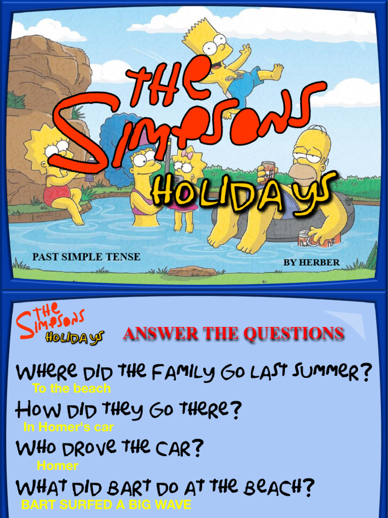 The Simpsons Holiday. Simple Past Tense | PDF