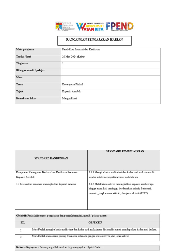 RPH PJPK T1 Aerobik | PDF
