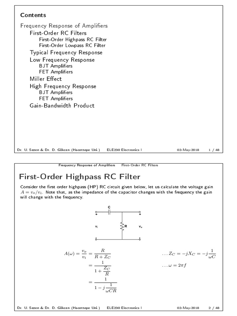 Frequency Response of RC Filters | PDF | Low Pass Filter | Capacitance