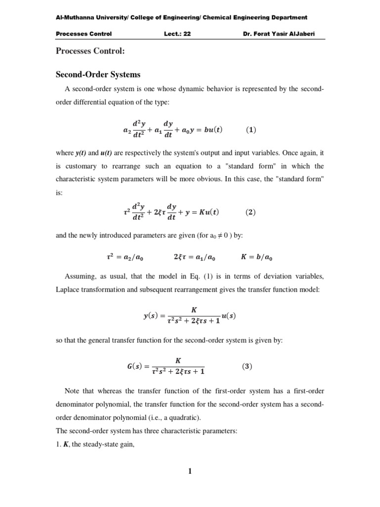سيطرة عمليات 1 | PDF | Damping | Control Theory
