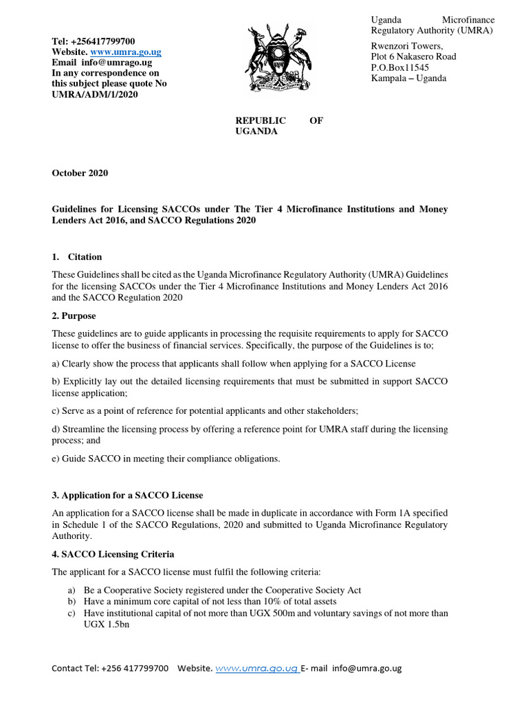 Sacco Guidelines | PDF | Credit Union | Microfinance