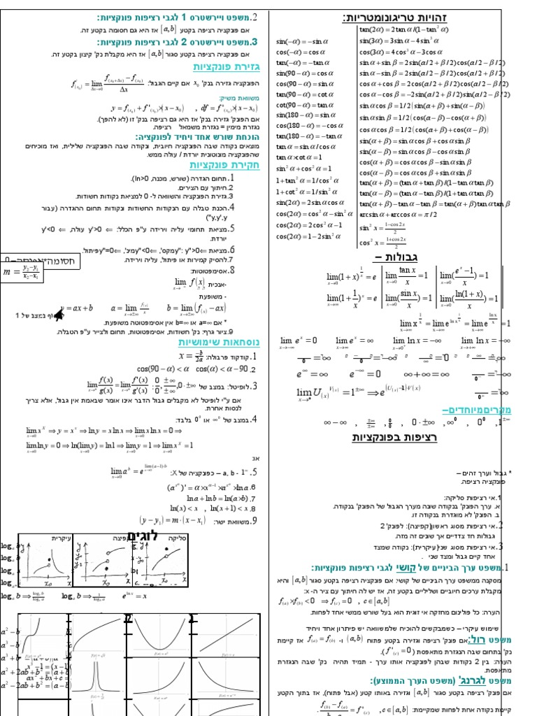 דף נוסחאות חדוא ב - סופי | PDF