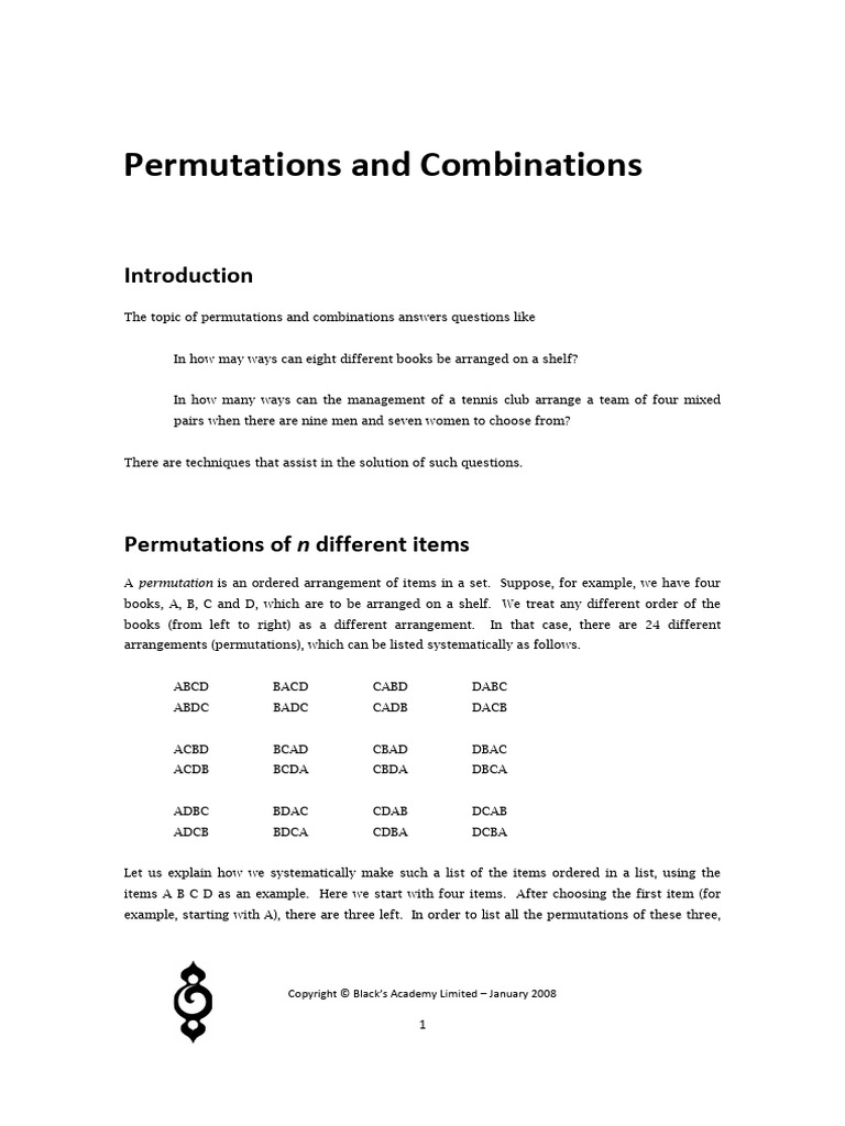 Permutations and Combinations | Download Free PDF | Permutation | Mathematics