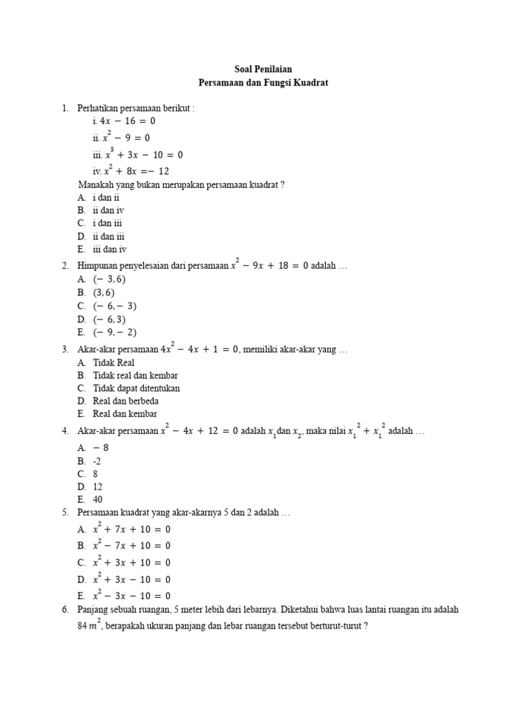 Modul Ajar Matematika - Modul Ajar Persamaan Dan Fungsi Kuadrat - Fase E-1-15-66-47-48 | PDF