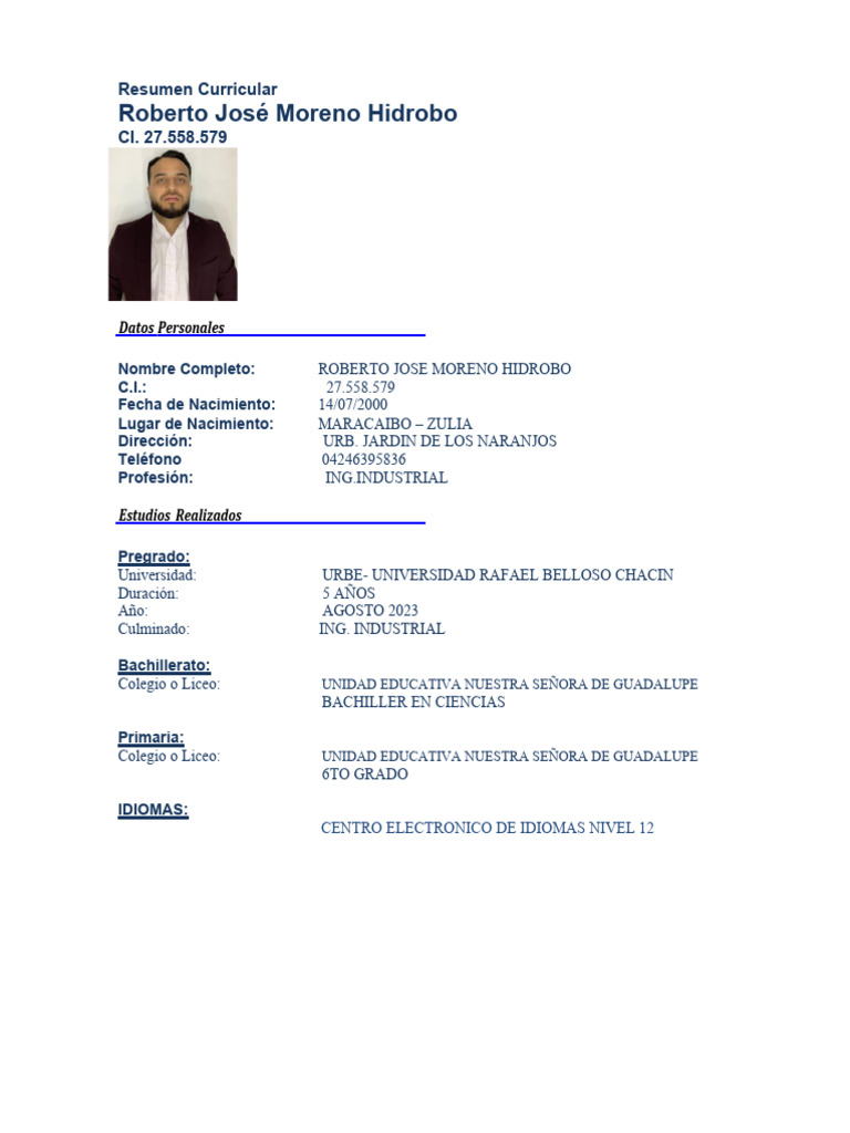 Curriculum Roberto Moreno. | PDF | Business