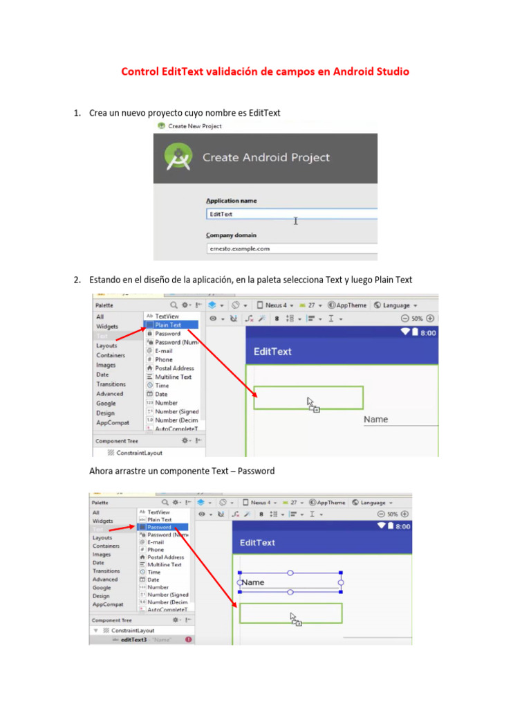 Control EditText Validación de Campos en Android Studio | PDF