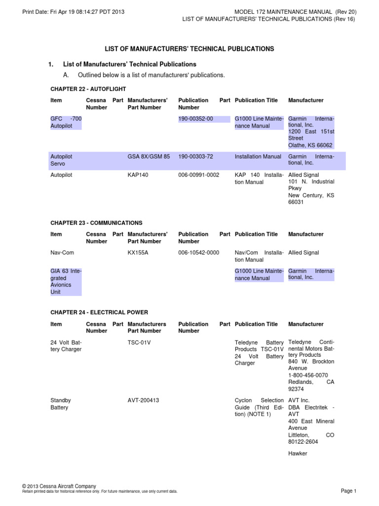 List of Manufacturers' Technical Publications | PDF | Aviation | Aerospace