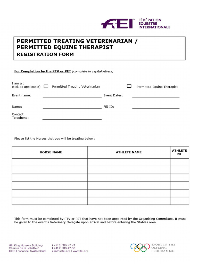 PTV-PET Registration Form - 0 | PDF