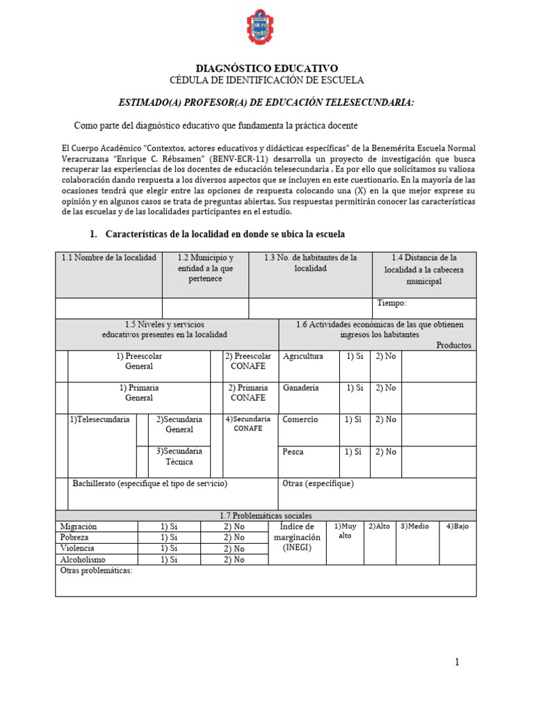 Cédula de Escuela - Ejemplo | PDF | Educación Secundaria | Maestros