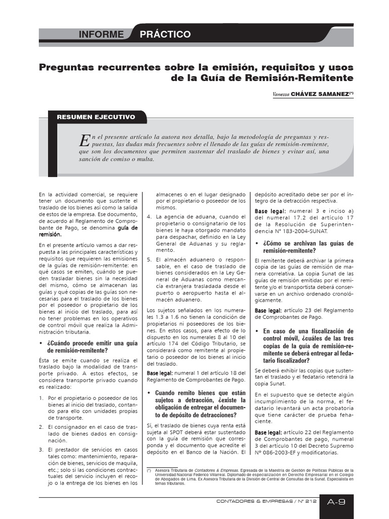 Guia de Remision Base Legal | PDF | aduana