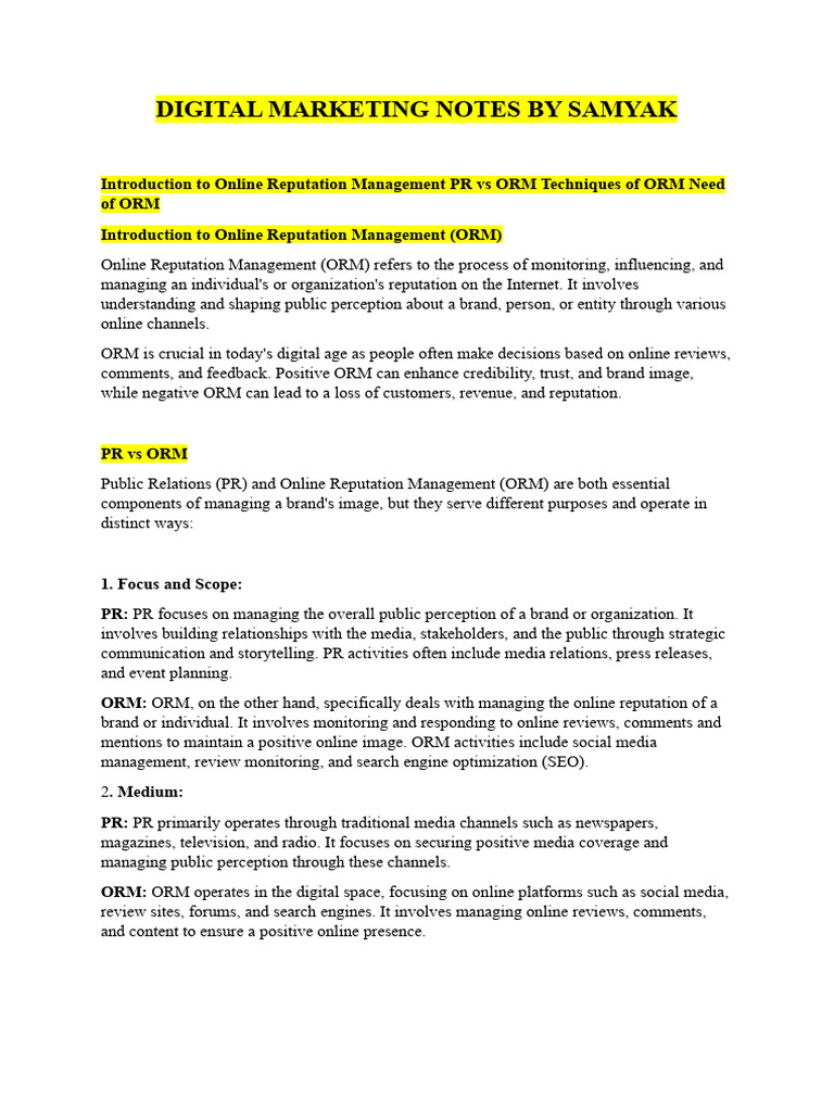 Digital Marketing II Notes by Samyak | PDF | Search Engine Marketing ...