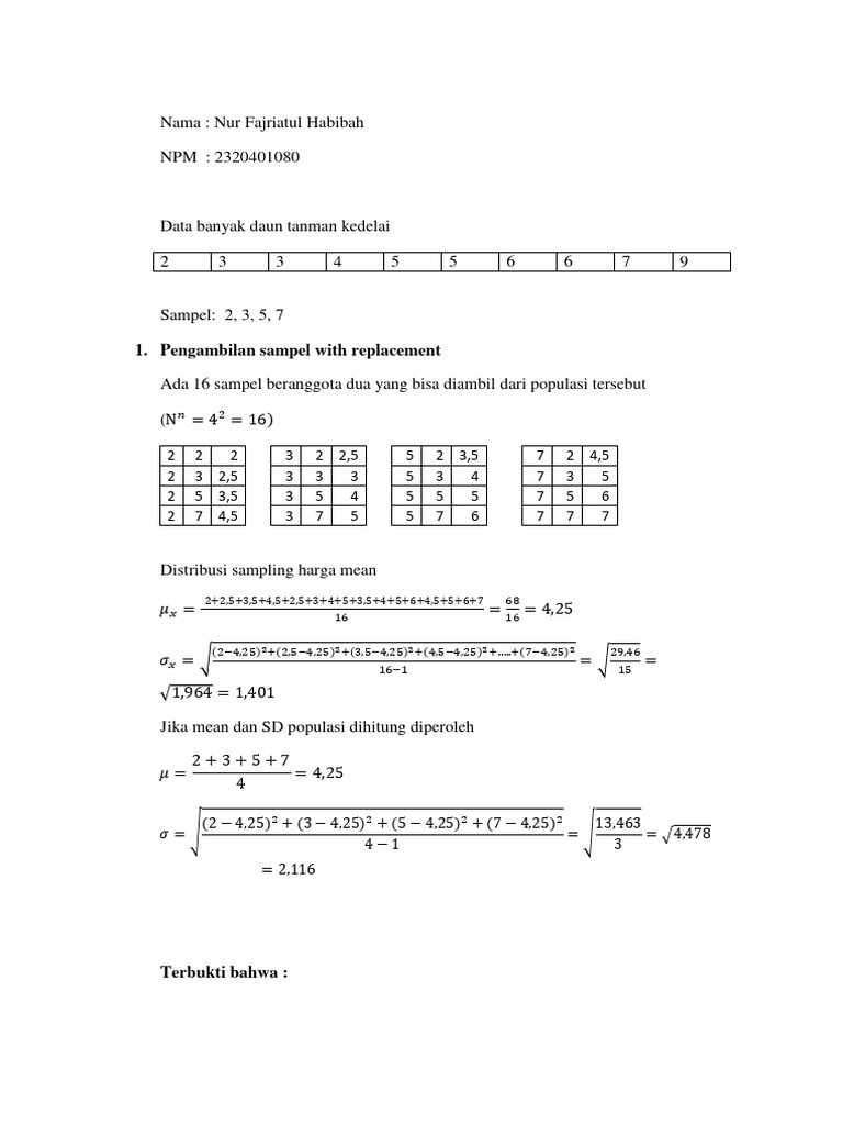 Tugas Distribusi Sampling | PDF