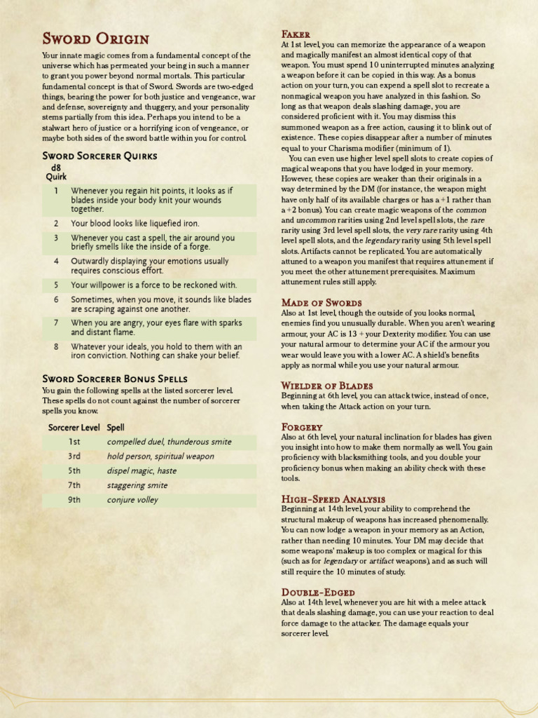 Origin - Sword - The Homebrewery | PDF | Sword