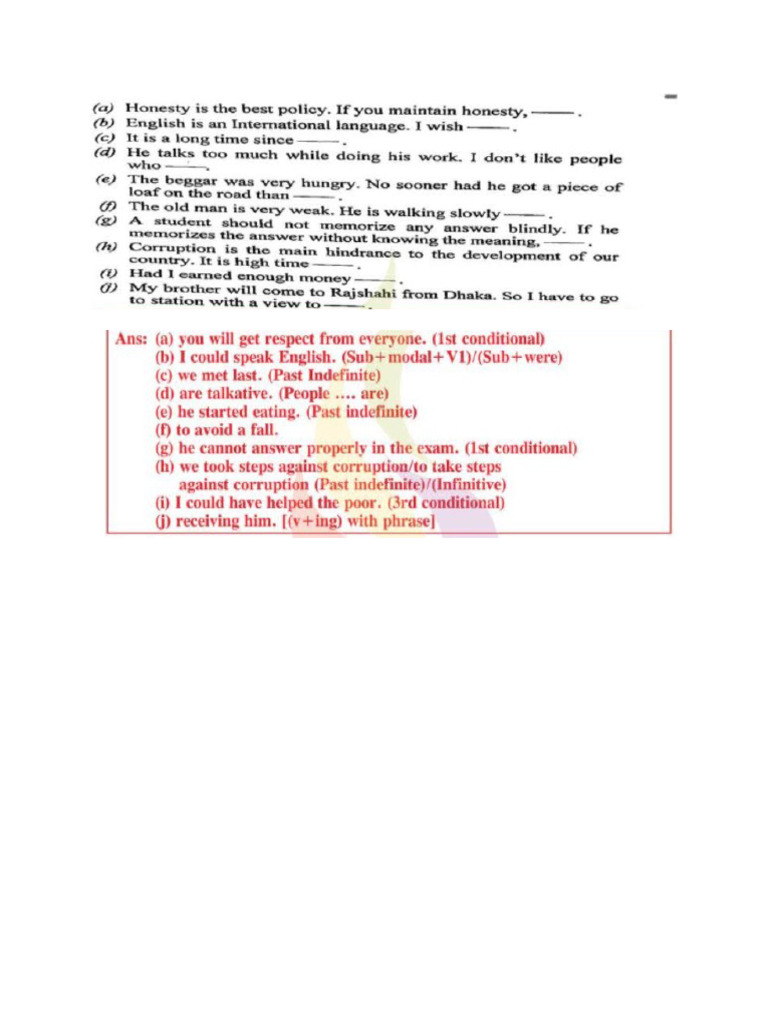 Completing Sentences Exam Question | PDF