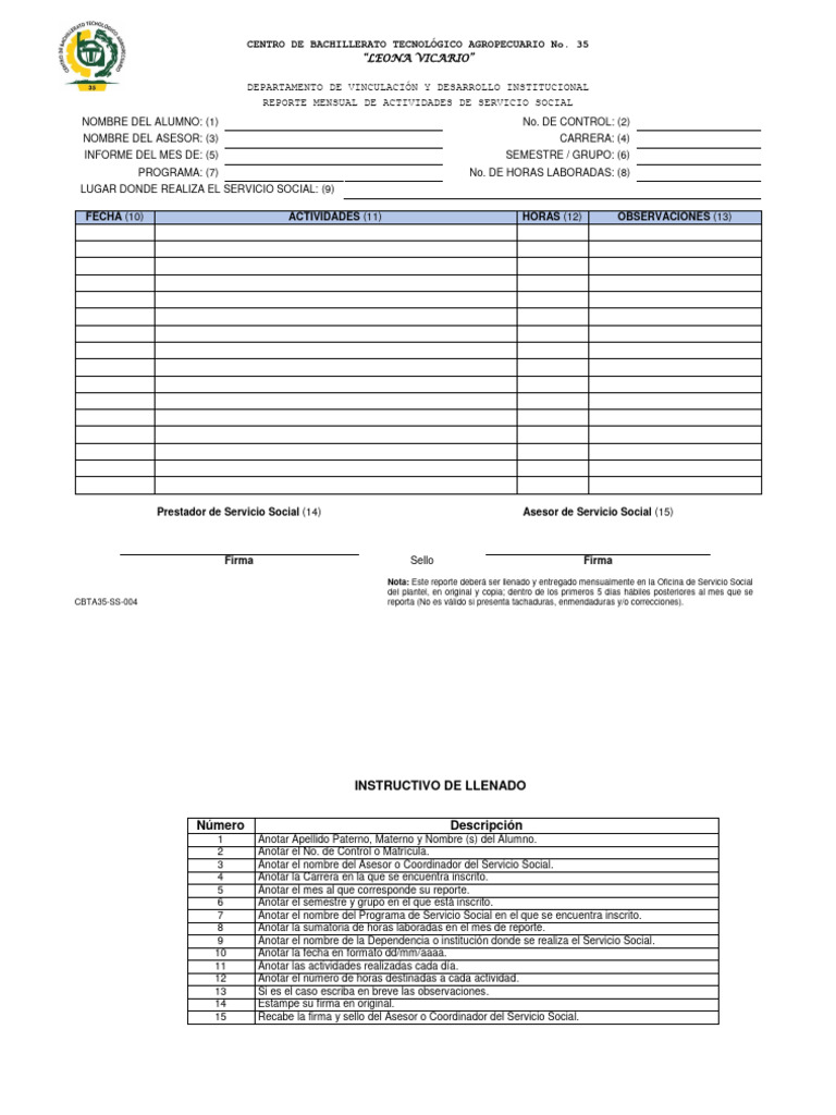 Formato Cbta35 Ss 004 | PDF | Negocios