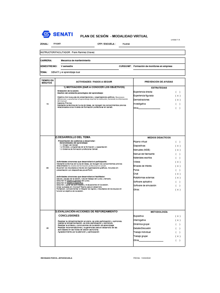 Plan de Sesion Fme | PDF | Aprendizaje | Evaluación