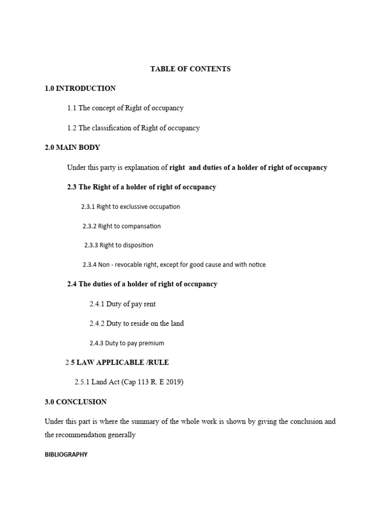 Table Of Conten Wps Office Pdf 
