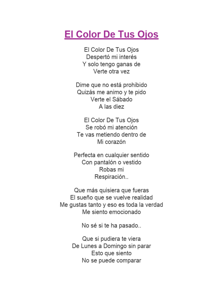 El Color de Tus Ojos - Letra | PDF